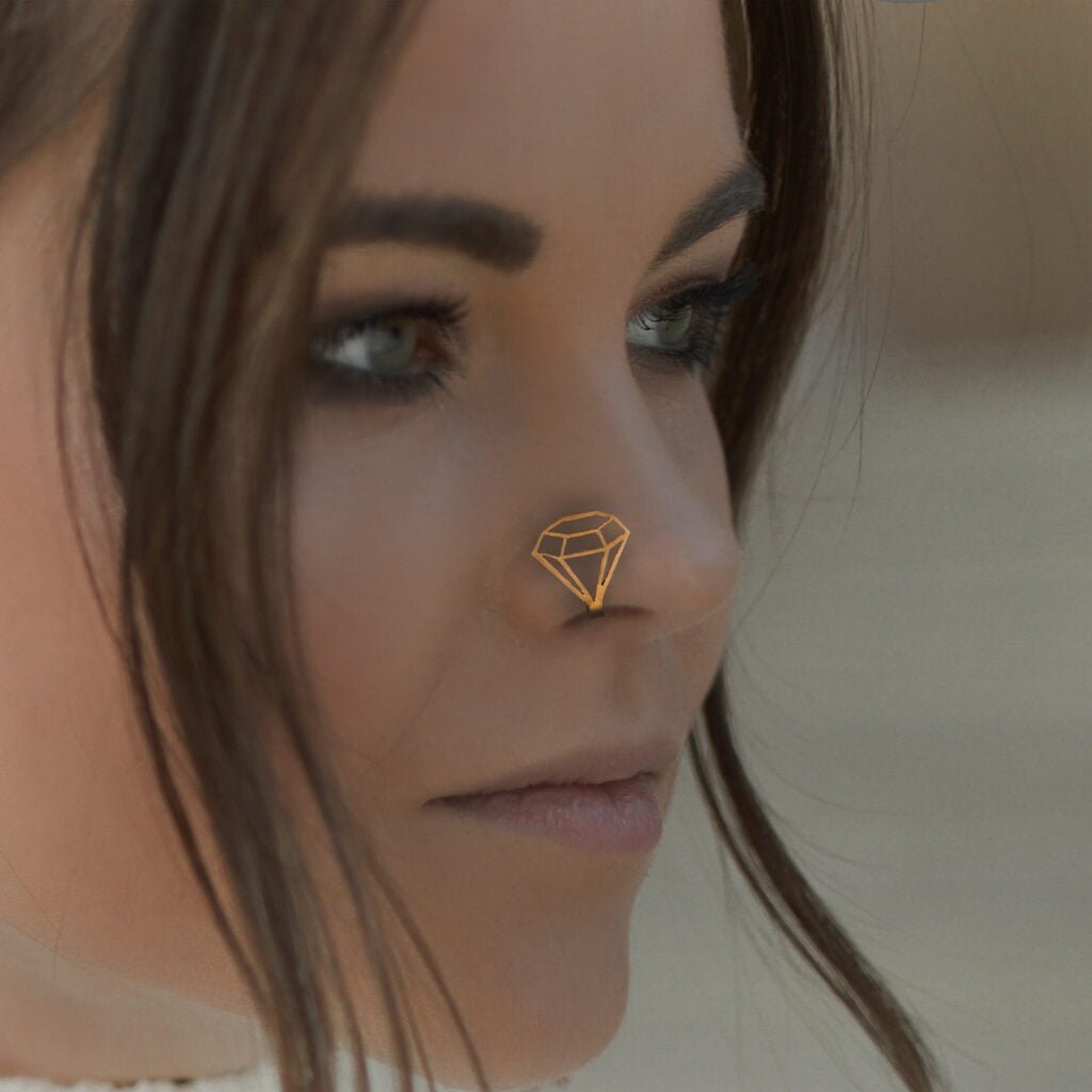 Diamond Shape Daily Wear Nose Pins Handmade Faux Design MetalsmithBenchman